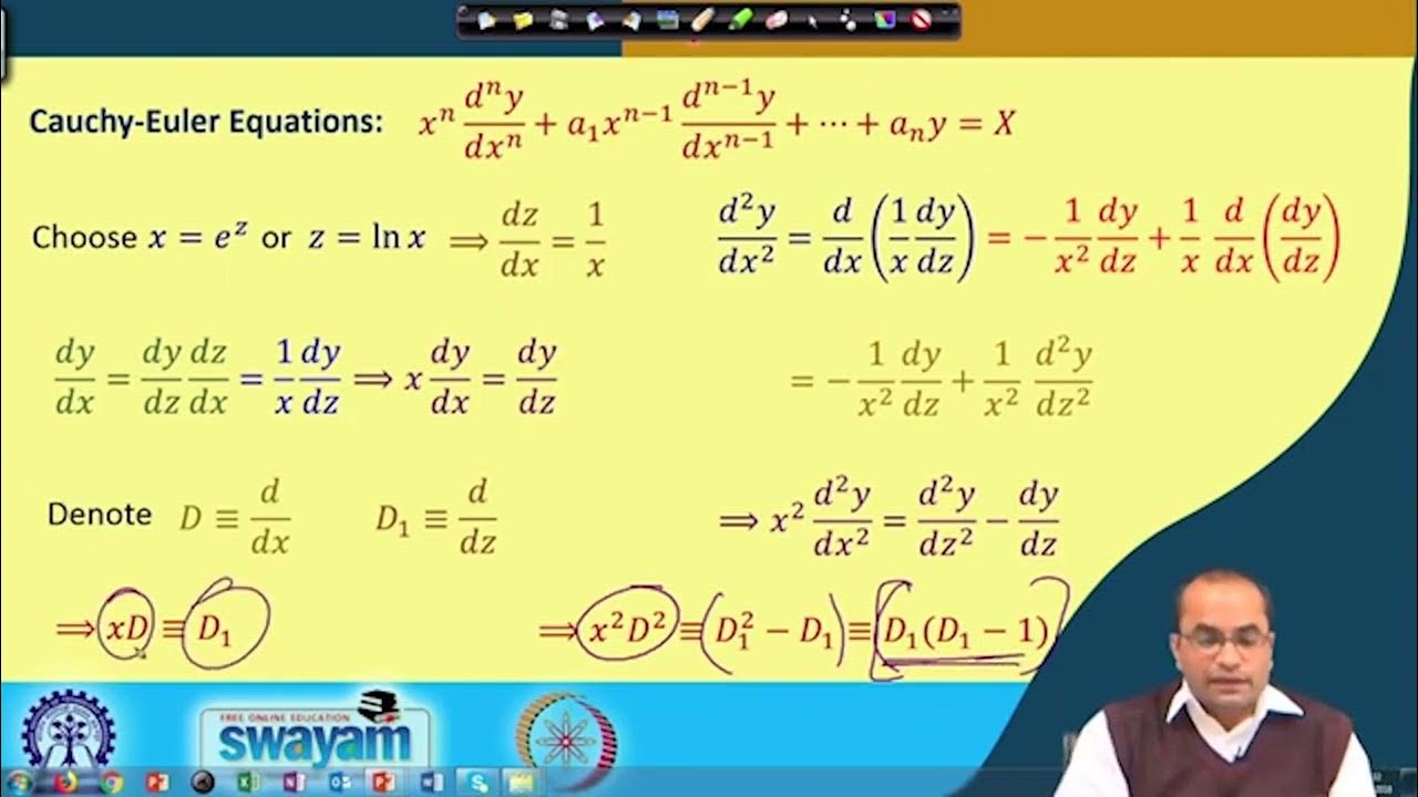Lecture 60 : Cauchy-Euler Equations #swayamprabha #CH38SP - YouTube