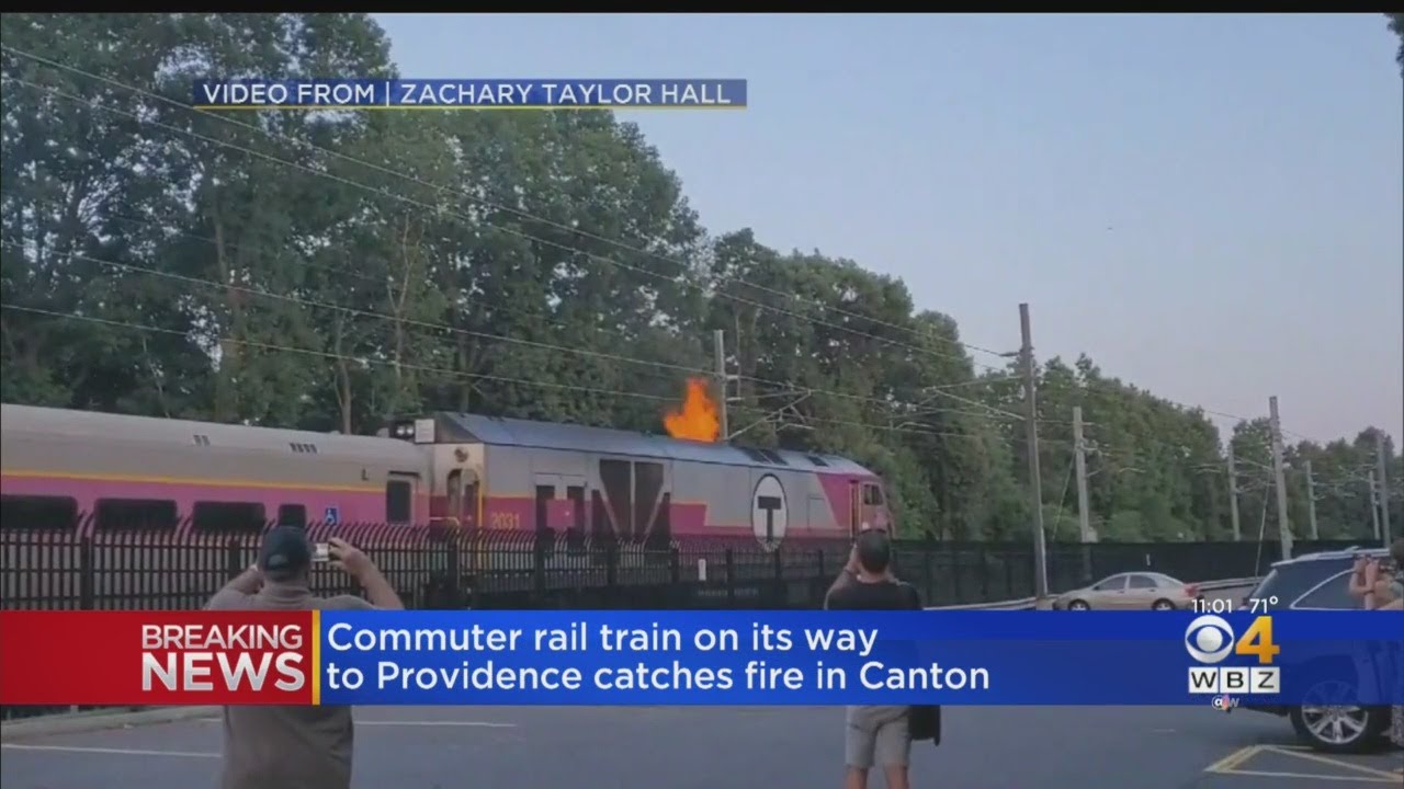Commuter Rail Train Catches Fire In Canton - YouTube