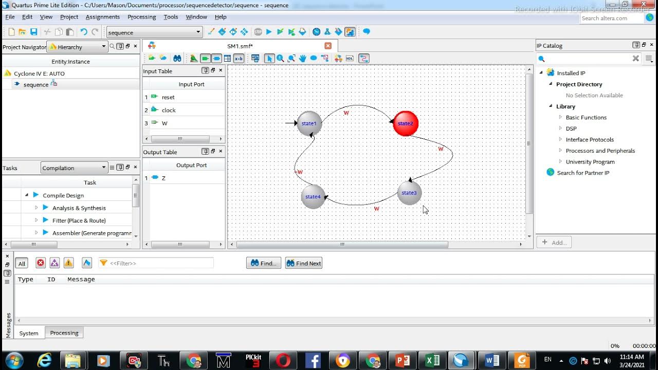 How to use Quartus Prime and draw a state diagram and convert it to Verilog path 1 - YouTube