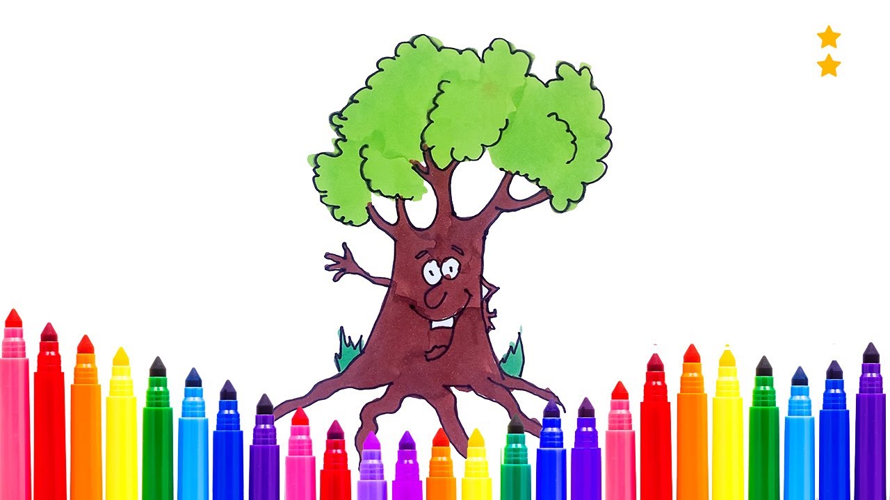 Funny cartoon tree with eyes and hands - YouTube