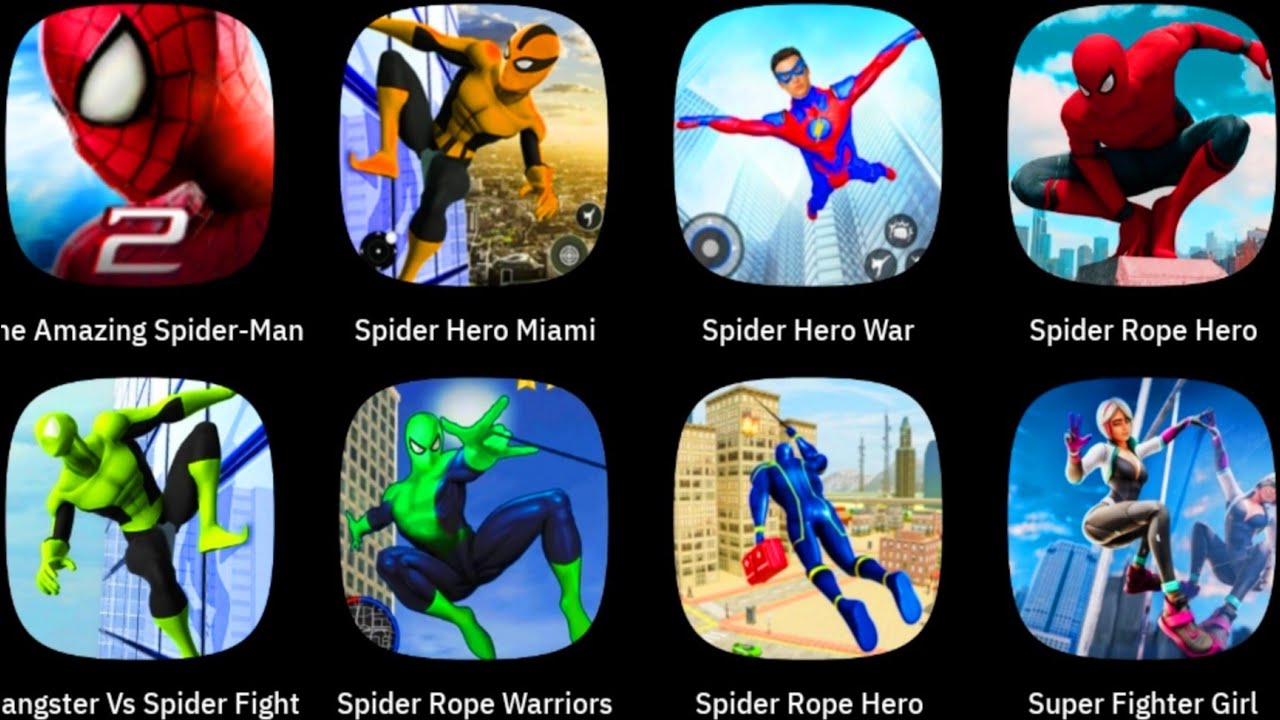 The Amazing Spider-Man, Spider Hero Miami, Spider Hero War, Spider Rope ...