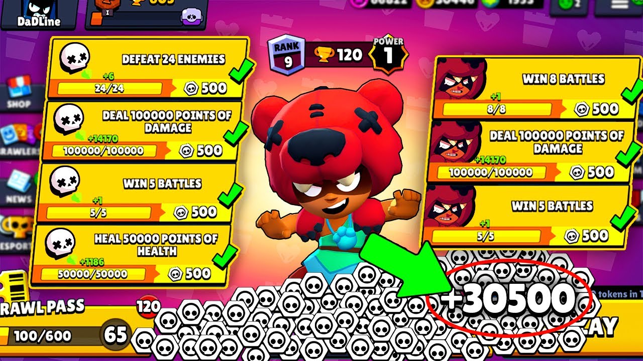 I Got 30500 TOKENS NONSTOP! 90 QUESTS! 65 TIERS - Brawl Stars - YouTube