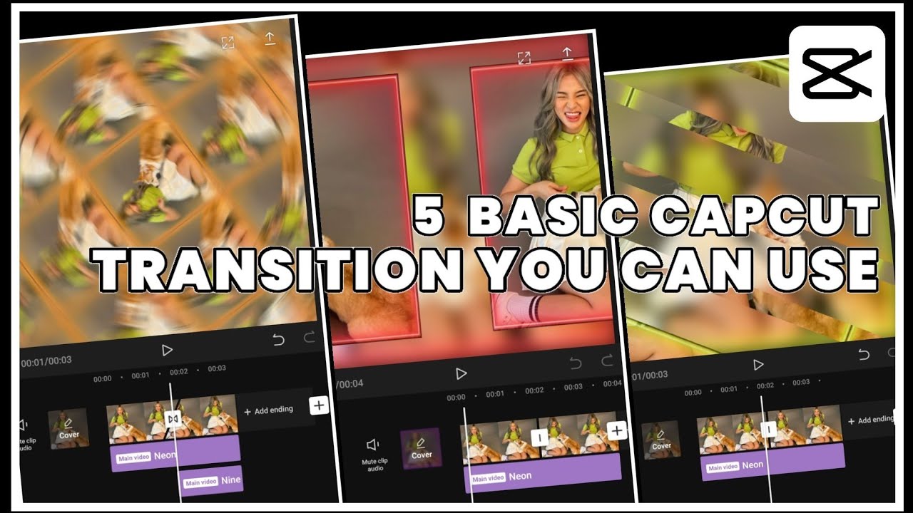 CAPCUT TRANSITION TUTORIAL | 5 BASIC ANIMATION TRANSITION | CAPCUT | CAPCUT TUTORIAL - YouTube