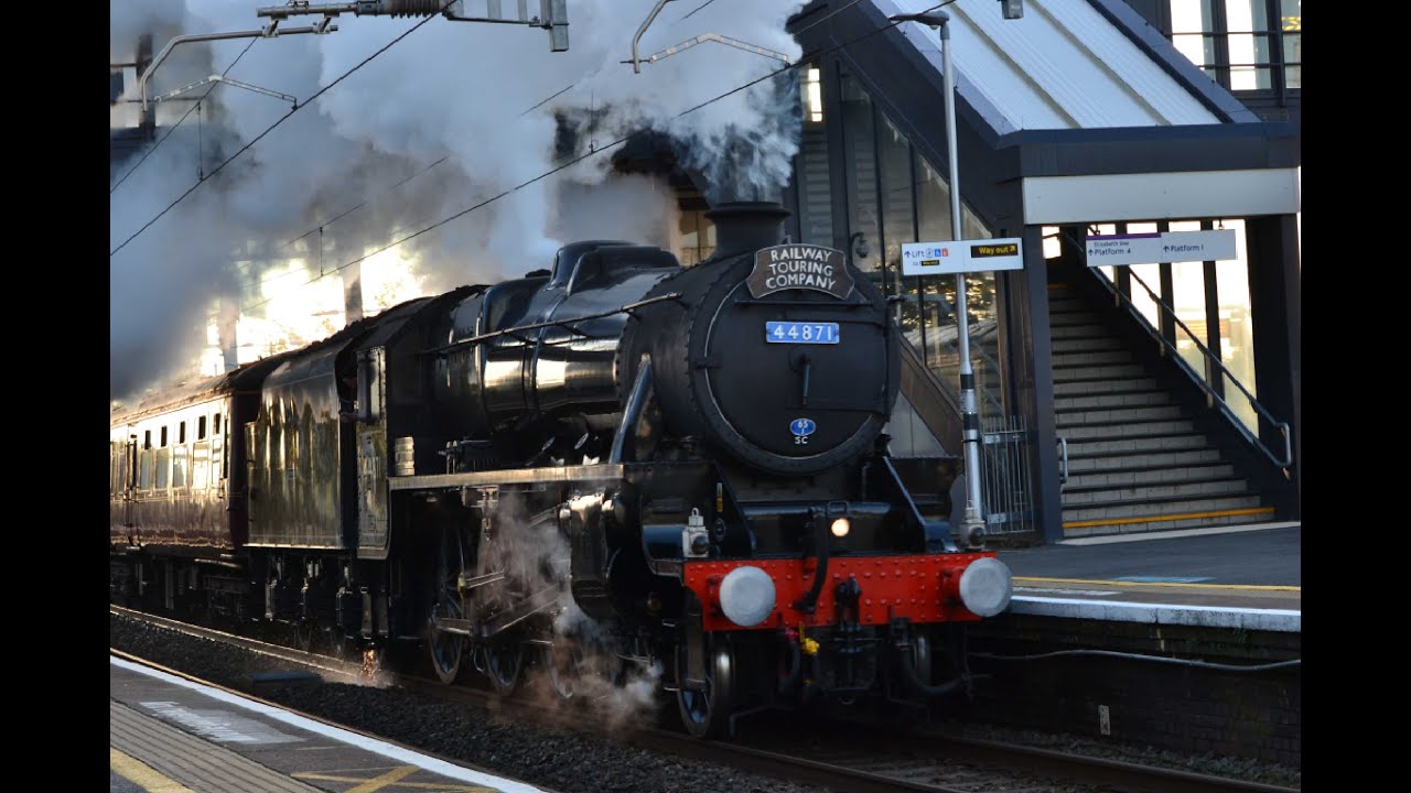 LMS Stanier Class 5 4-6-0 4871 Chugging through Langley - YouTube