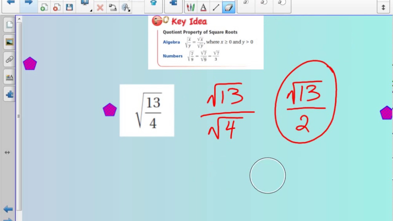 8th 7.5 Ext Lesson - Simplifying Square Roots (Non Perfect Rational #s ...