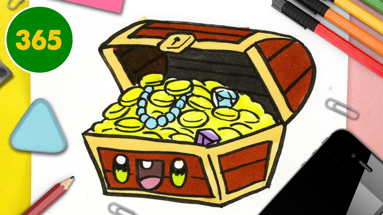 HOW TO DRAW A CUTE TREASURE CHEST KAWAII - YouTube