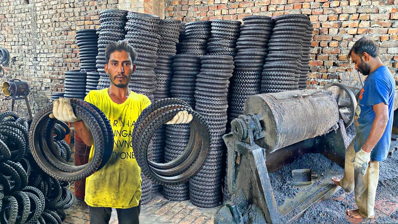 Production process of cycle Tyre in a local factory || How to make ...