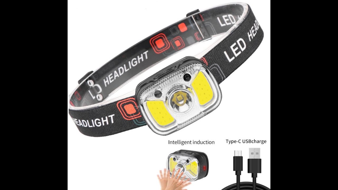 Headlamp Rechargeable With White Red Light Motion Sensor 7 Modes Head ...