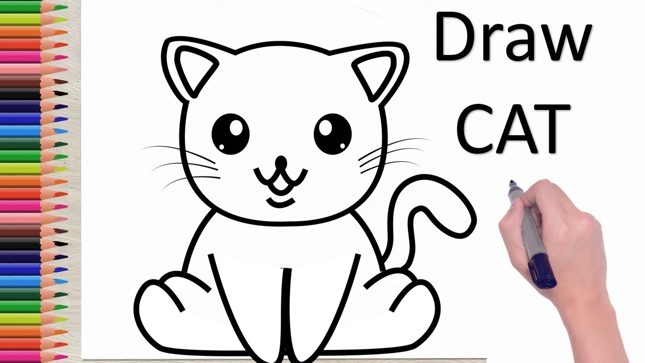 How to draw a Cute Cat - YouTube