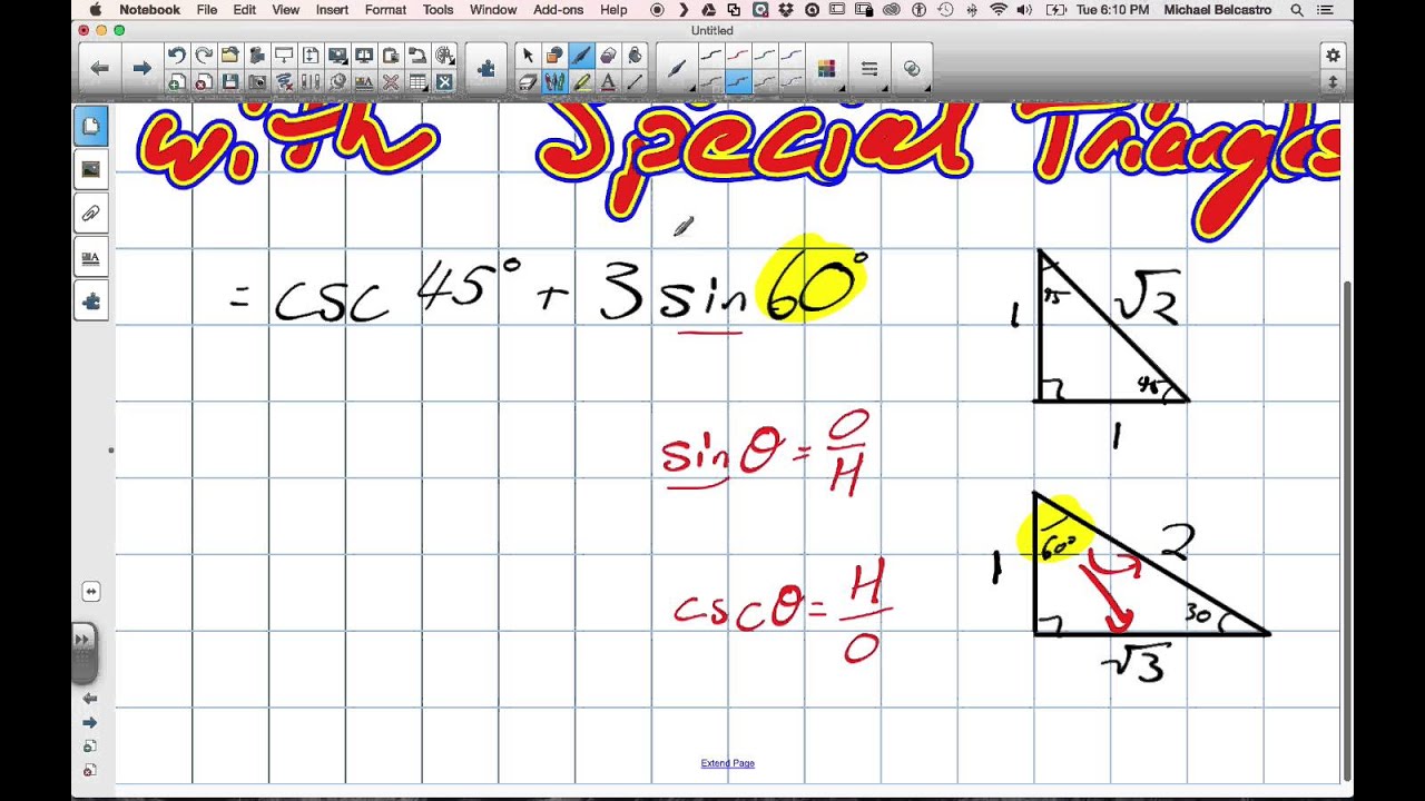 Evaluating Trig with Special Triangles Grade 11 University Lesson 5 6 6 ...