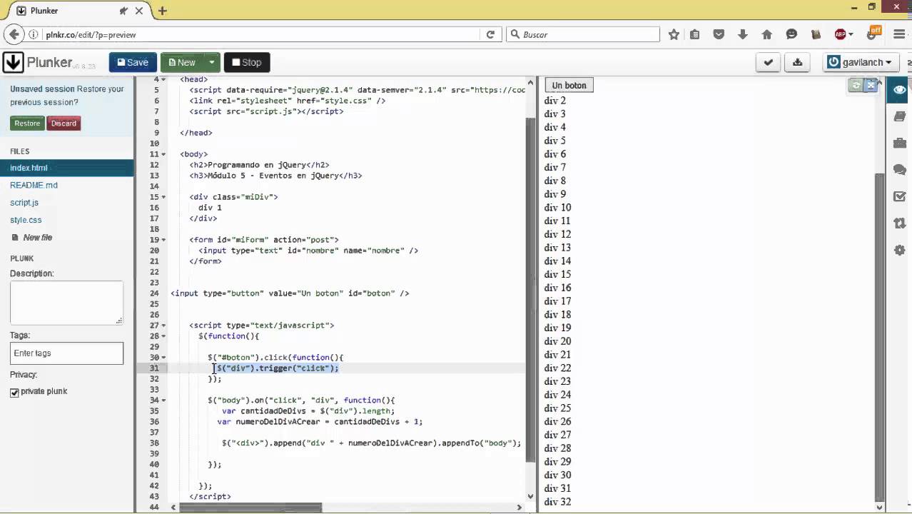 trigger, ejemplos | Eventos en jQuery | Programando en jQuery - YouTube
