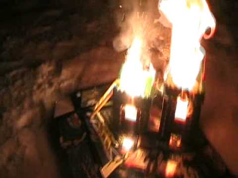 burning log cabin !!! - YouTube