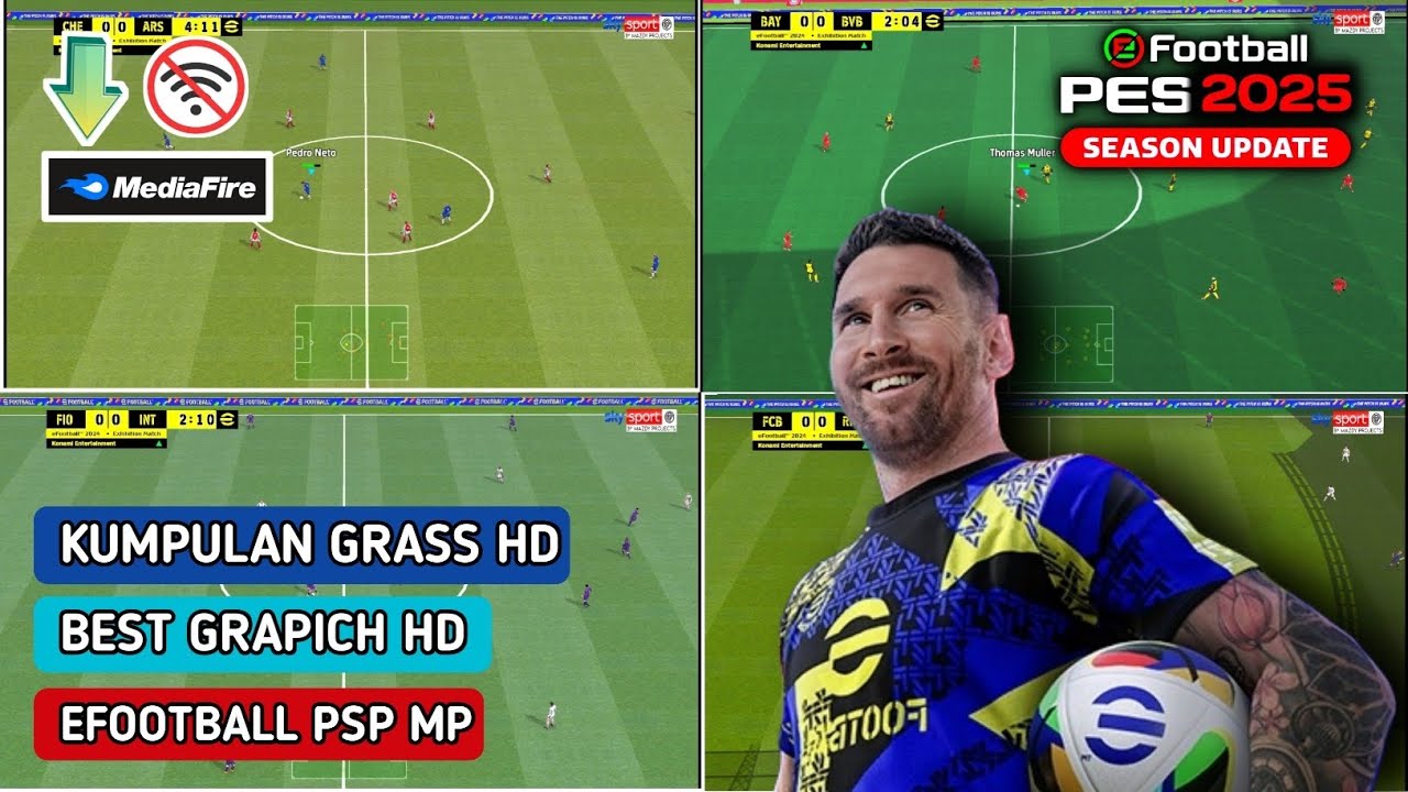 KEREN!! Main eFootball PSP Pake Grass HD🔥 Kumpulan Grass HD Gratis😱 ...