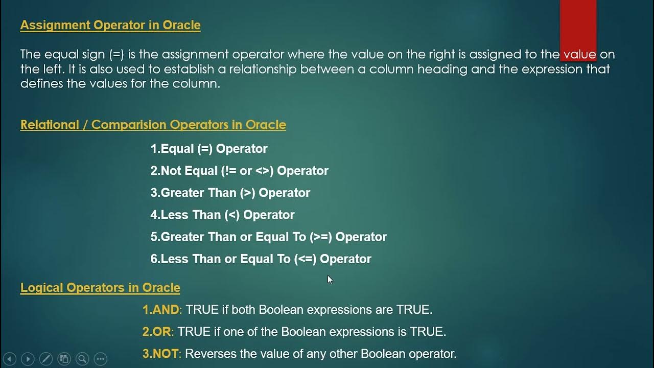 Operators in Oracle Part 1 - YouTube