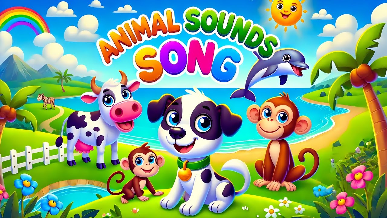 Learn Animals sounds🐶🐱🐮| Fun and Educational 4 In 1 Animal Sound Songs ...