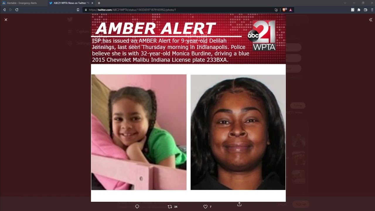 Indianapolis, Indiana State-Wide AMBER Alert - YouTube