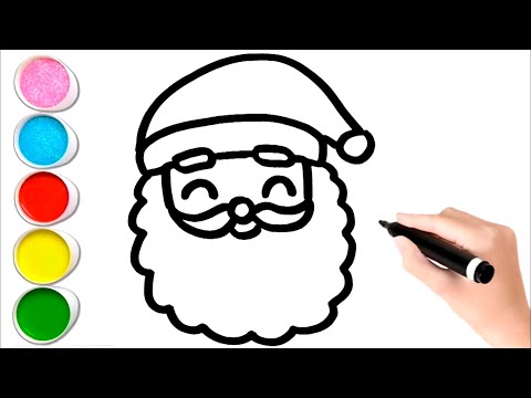 Çocuklar İçin Kolay Noel Baba Resmi Çizimi ve Boyama Videosu, Sevimli Resim Çizim Ve Boyama Videosu