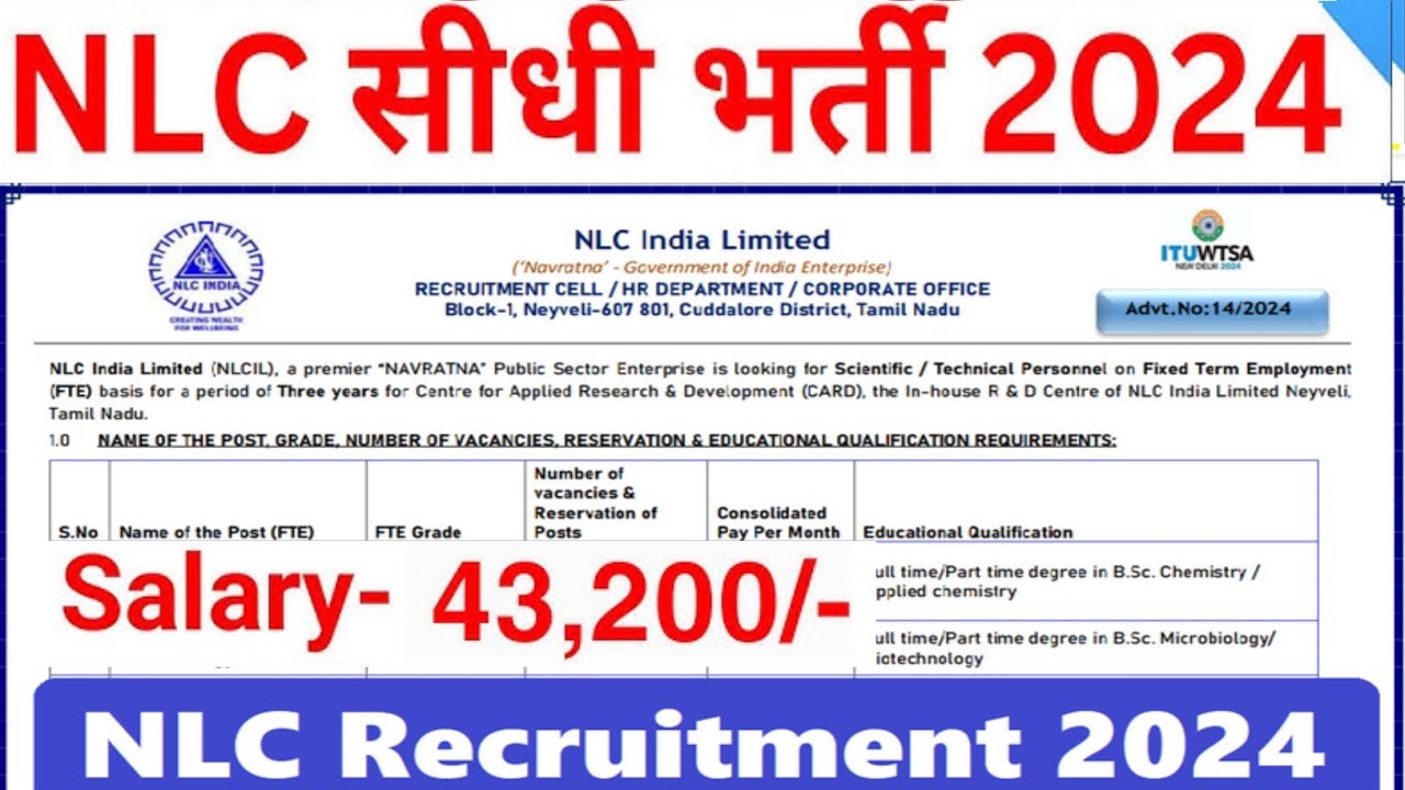 NLCIL Recruitment 2024🔥NLCIL Recruitment Out for 588 Graduate and ...