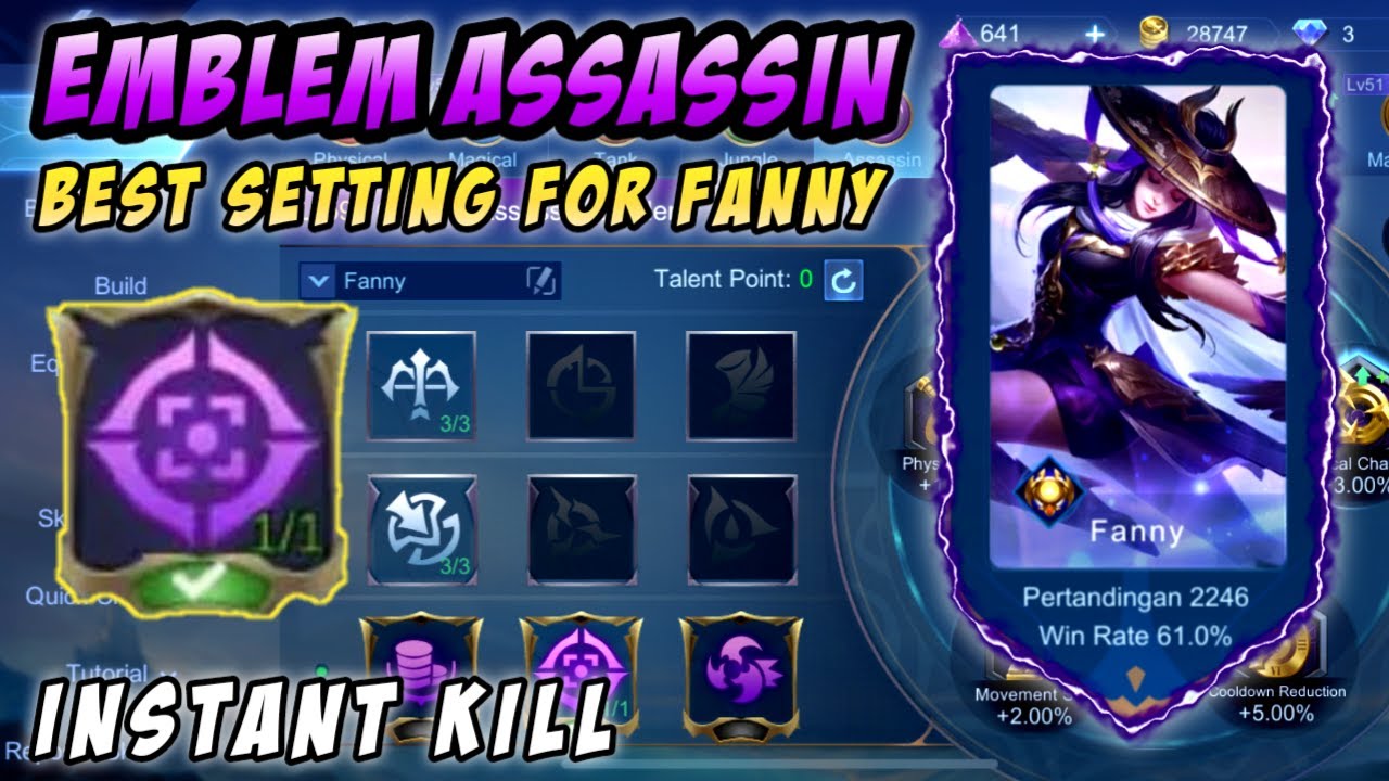 BEST FANNY EMBLEM ASSASSIN SETTING | FANNY GAMEPLAY 2022 - MOBILE ...