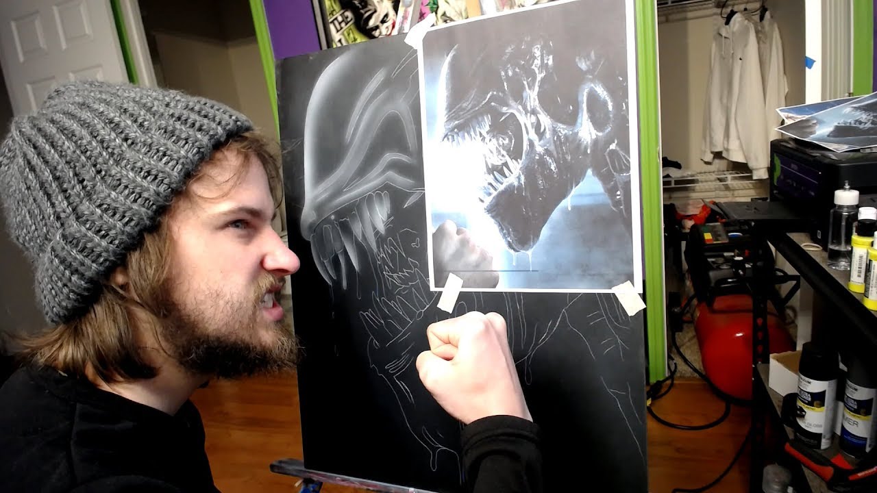 Airbrush Tutorial #2 STARTING THE ALIEN - YouTube
