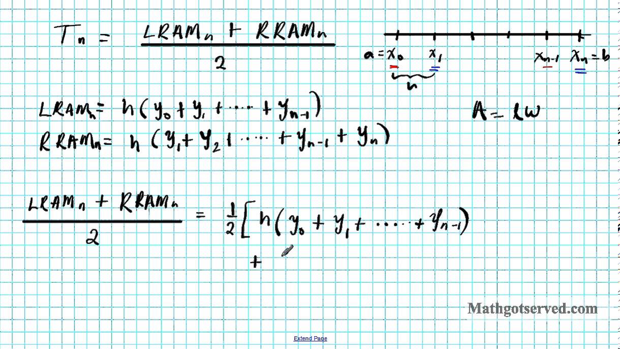 Integration Review Part V Trapezoidal Rule RRAM LRAM MRAM calculus ...