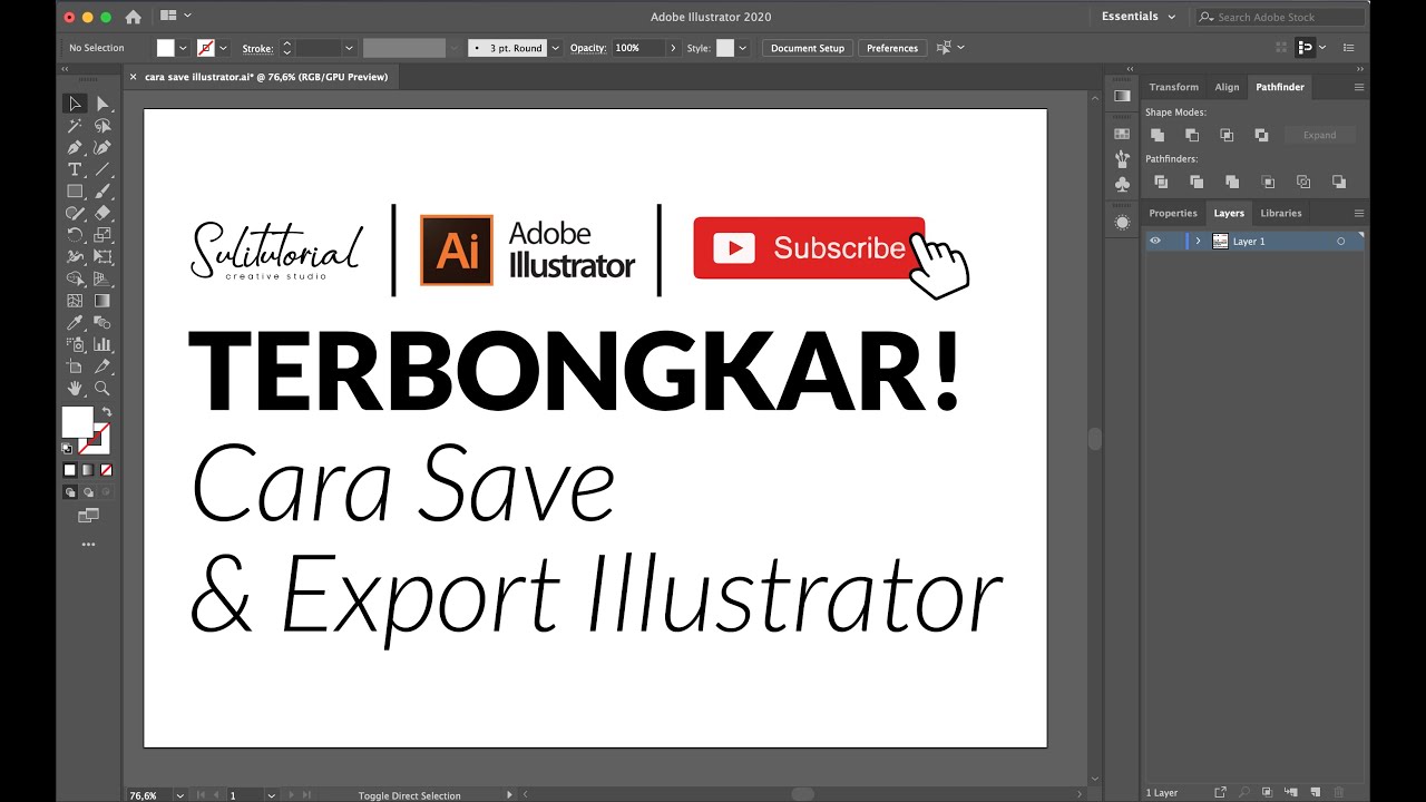 Tutorial save & export JPEG sesuai ukuran artboard canvas kertas ...