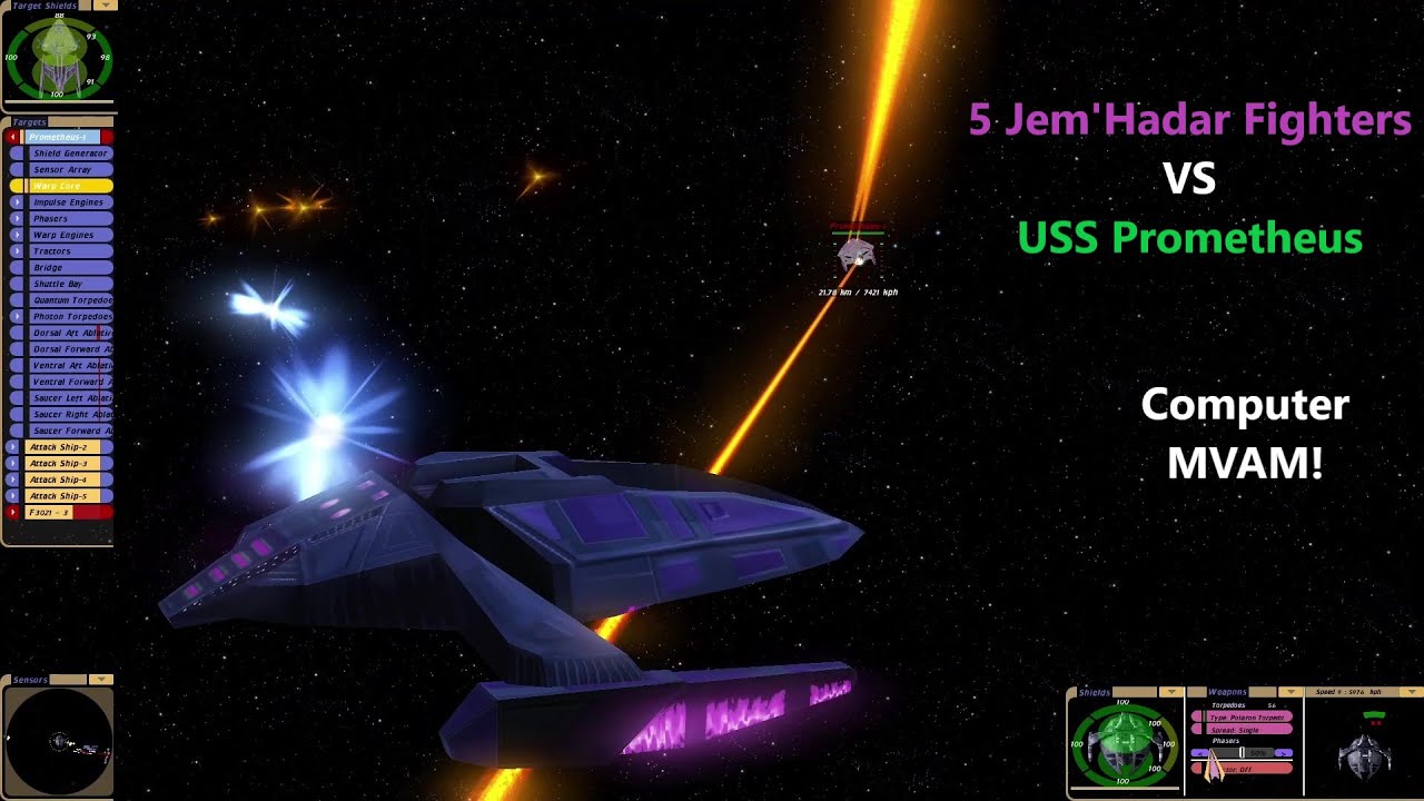 Jem'hadar Fighters VS USS Prometheus | MVAM | Star Trek Bridge ...