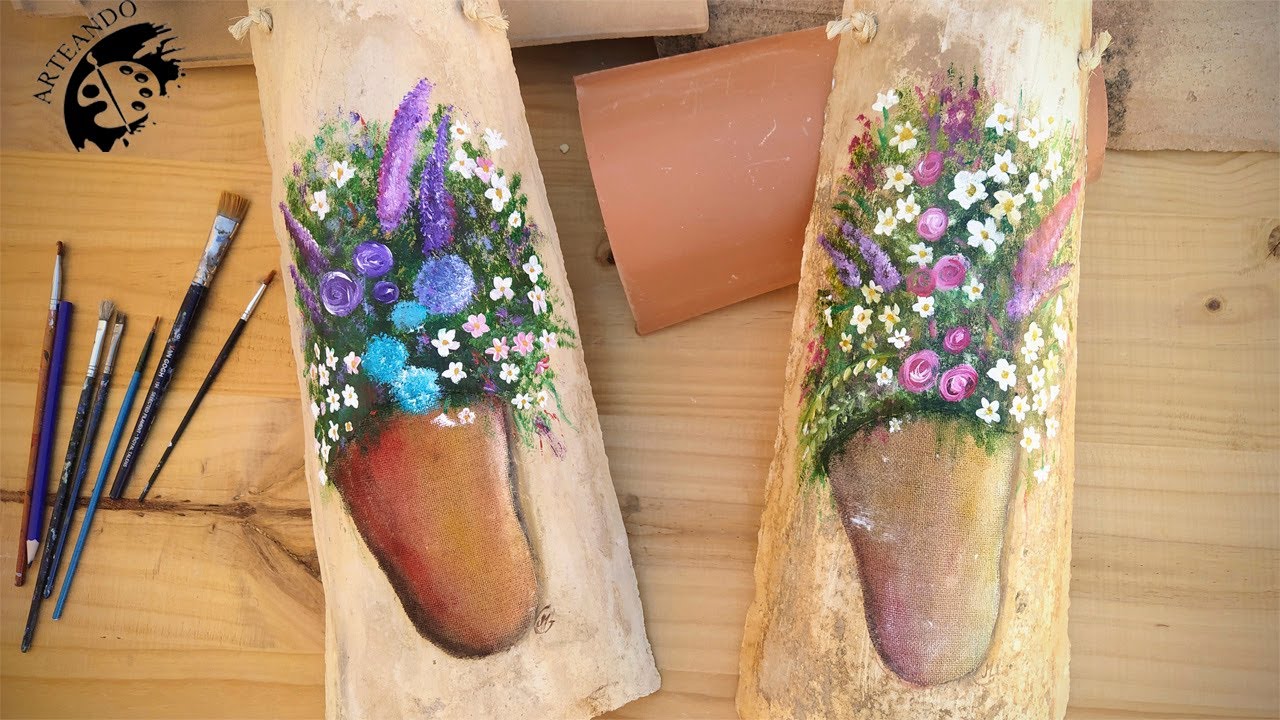 El Mundo de las tejas . Pt 2. Como pintar estas tejas. Tejas con cestos ...