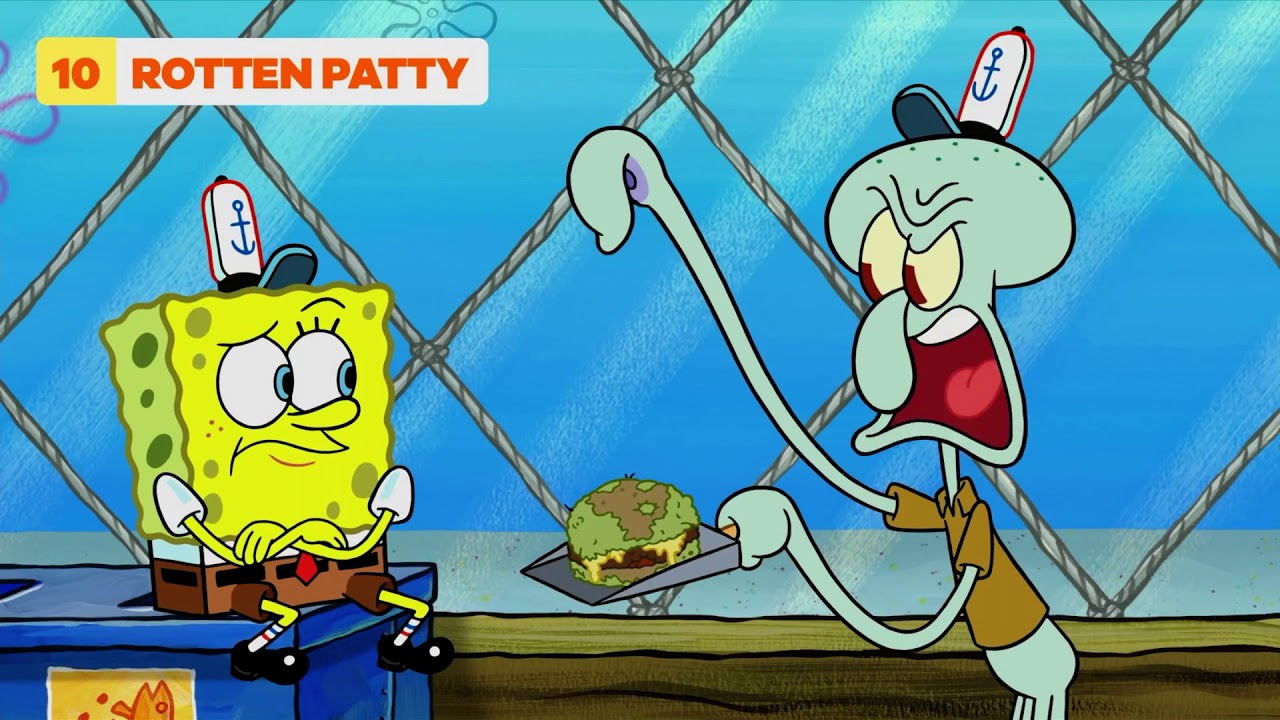 Spongebob eats a rotten krabby patty - YouTube