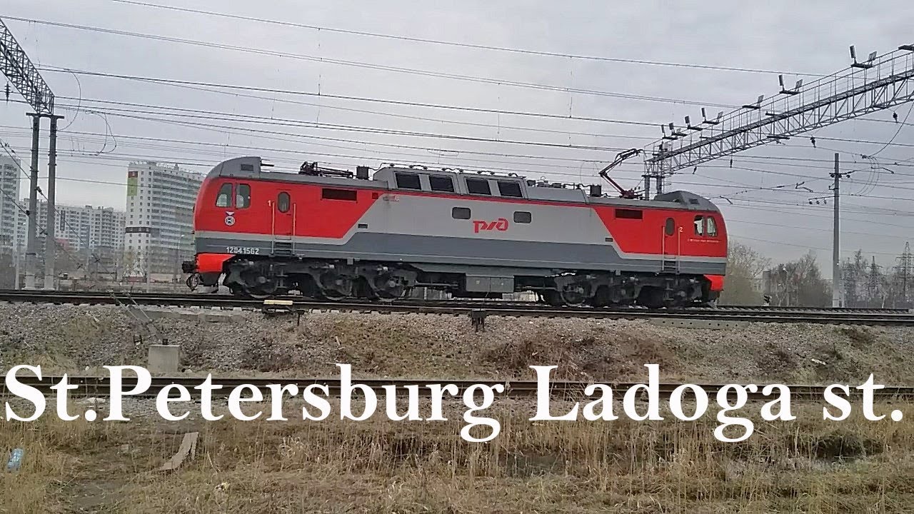 Ladoga railway station. St Petersburg. Shunting, passenger and freight ...
