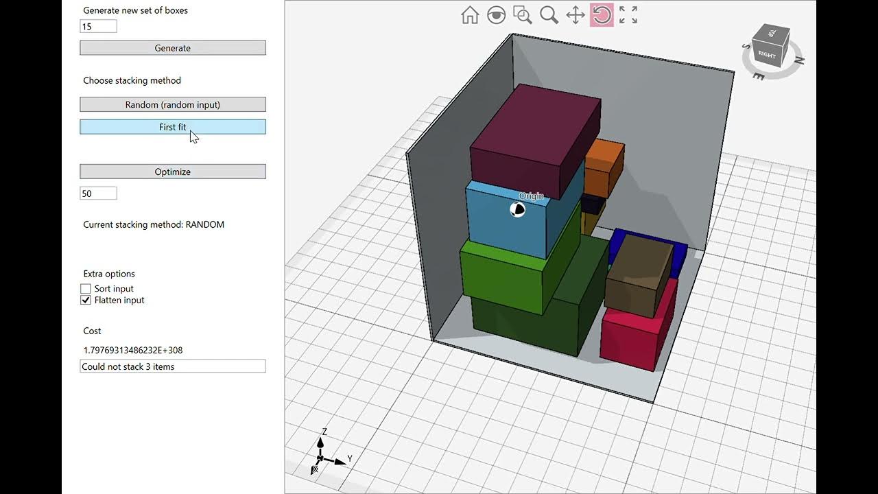 3D bin packing algorithm for DHL demonstrator - YouTube