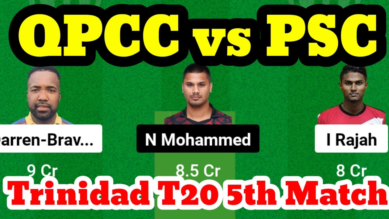 QPCC vs PSC Trinidad T20 Dream11 Team | QPCC vs PSC Dream11 Prediction | QPCC vs PSC 2023 ...