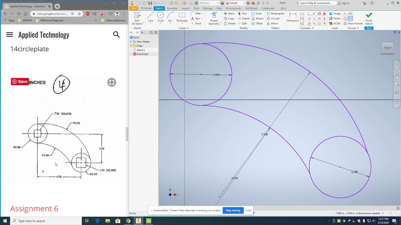 Assignment 5 Using Circle, Rect, Move, Copy, Arc, and Trim - YouTube