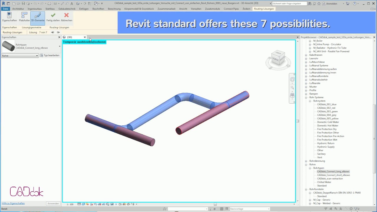 CADdok pipe elbow connections in Revit - YouTube