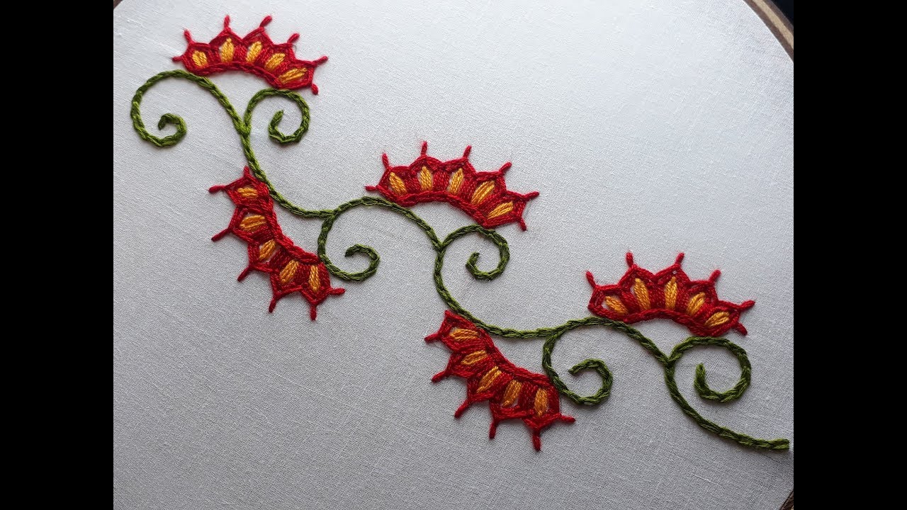 Hand embroidery Border design | Border design for dresses - YouTube