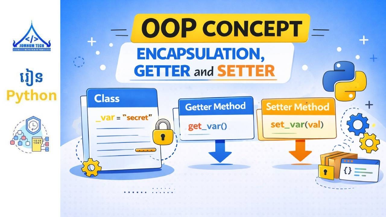 Ep38 | Encapsulation, Access Specifier (Getter&Setter) ជាមួយភាសា Python ...