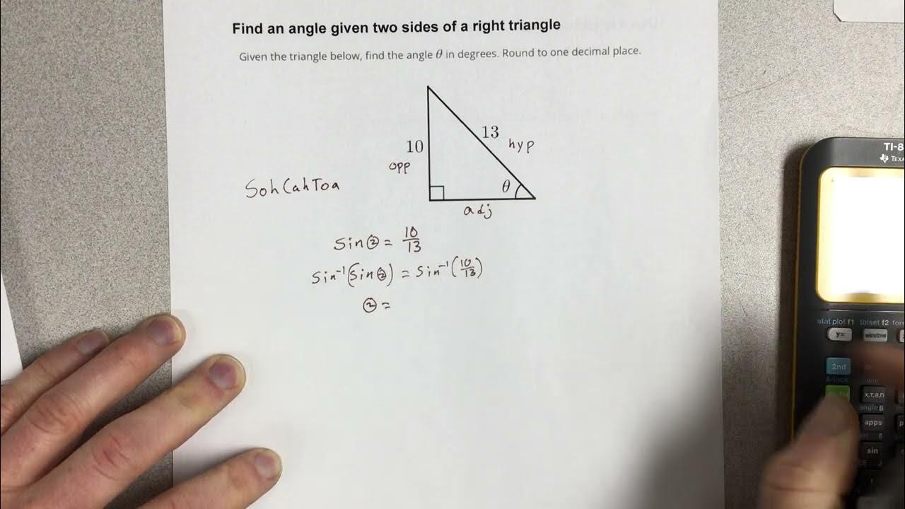 Find an angle given two sides of a right triangle - YouTube