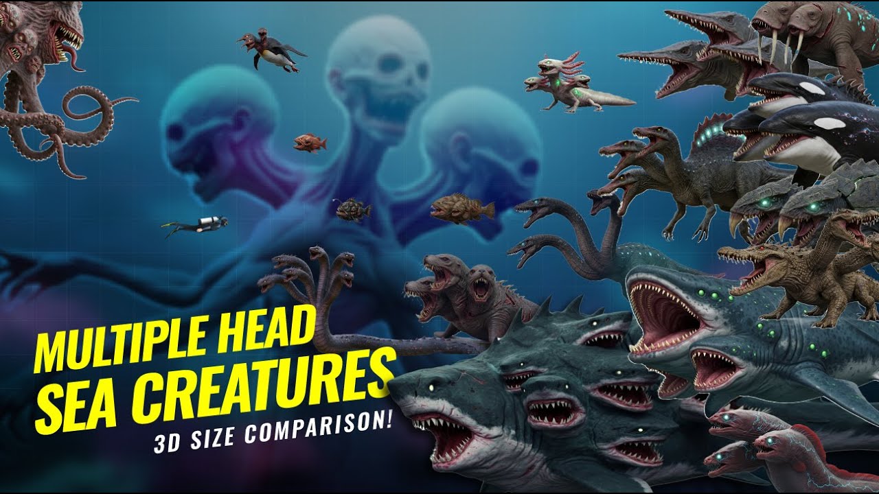 WHAT IF Sea Creatures Had Multiple Heads and Grew 2x Bigger? (Size ...