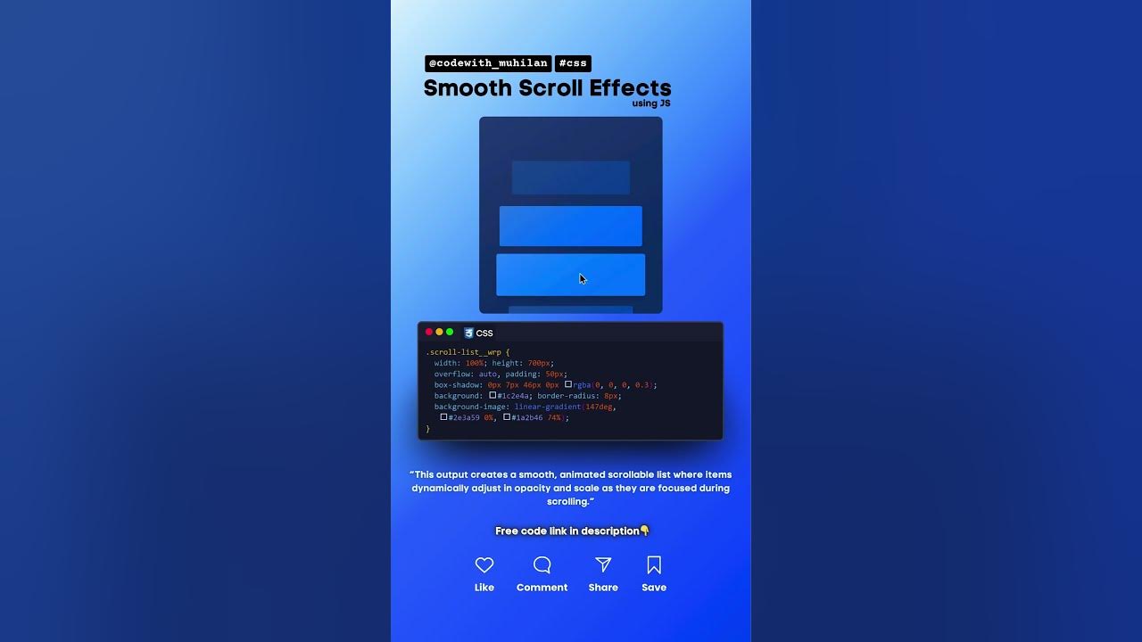 Smooth Scroll Effect Codewith Muhilan Css Coding Scrollbar Youtube