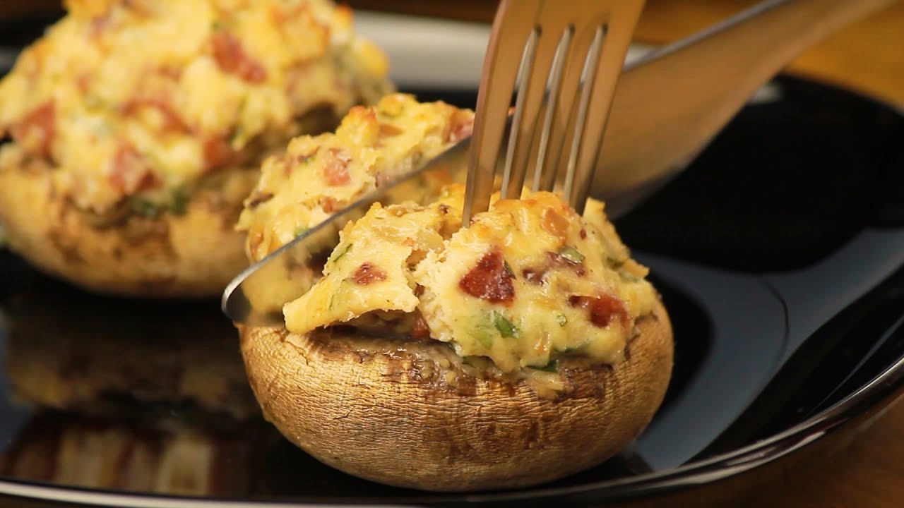 Μανιτάρια γεμιστά με λουκάνικο και τυρί | FOOD VIDEOs - YouTube