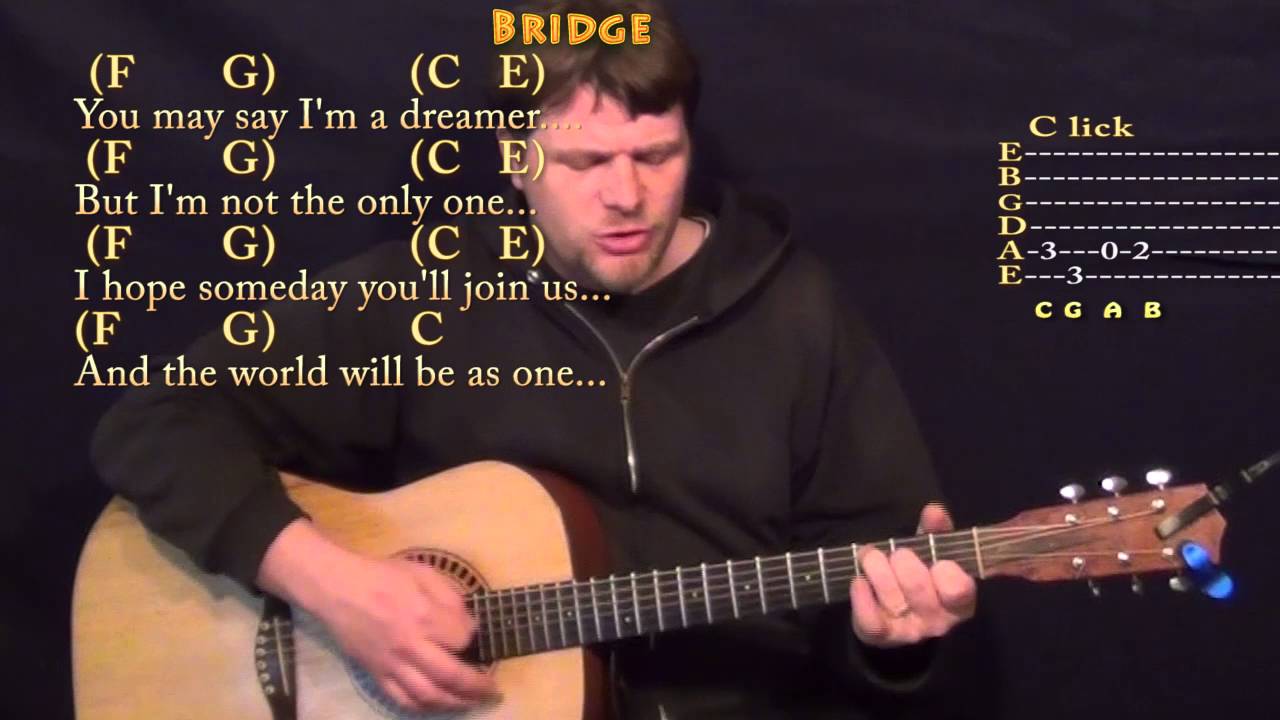 Imagine (John Lennon) Guitar Cover Lesson in C with Chords/Lyrics - YouTube