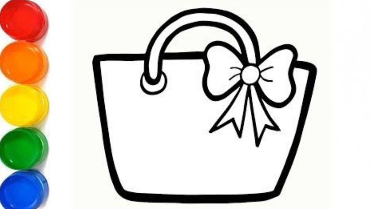 Beautiful HandBag Drawing and Colouring for kids | Easy drawings for ...