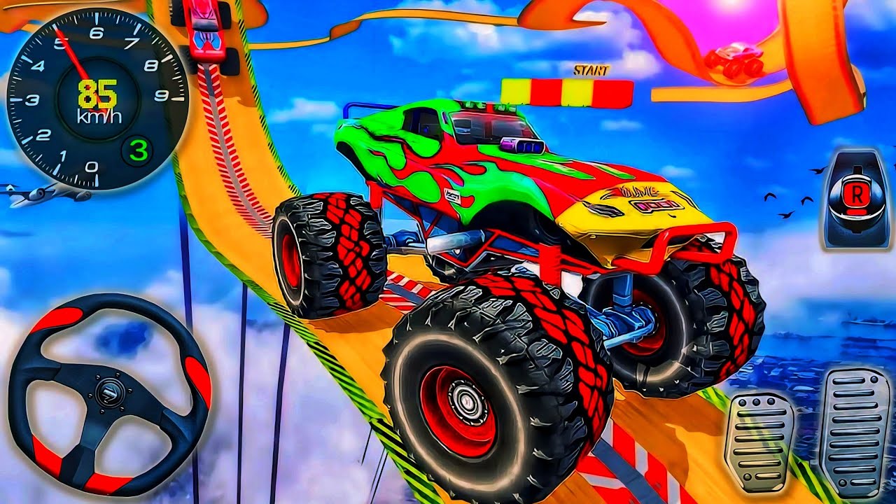 Monster Truck Mega Ramp Extreme Racing || Monster Truck Mega Ramp Stunt ...