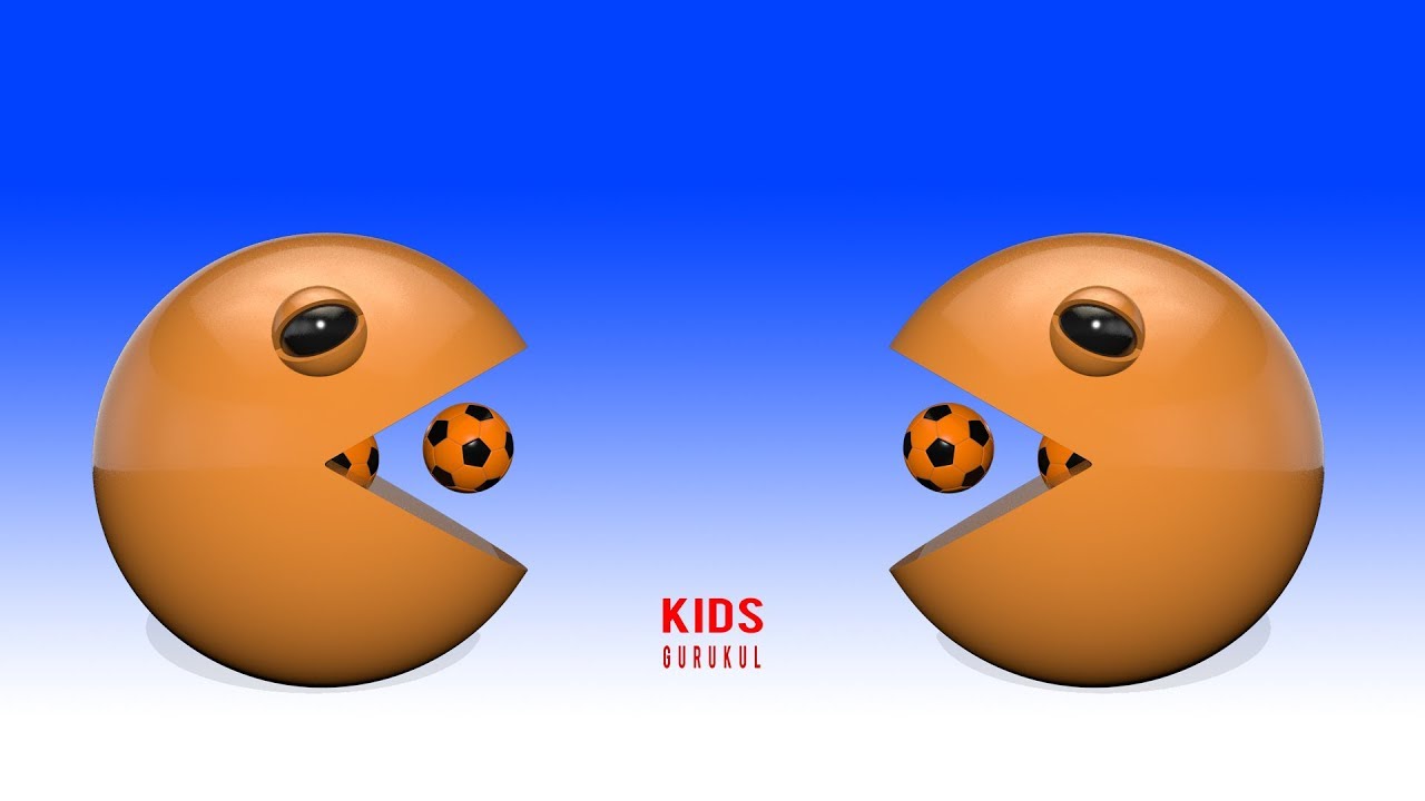 Learning Colors With 3D Pacman Eating Soccer Balls | Pacman Colors ...