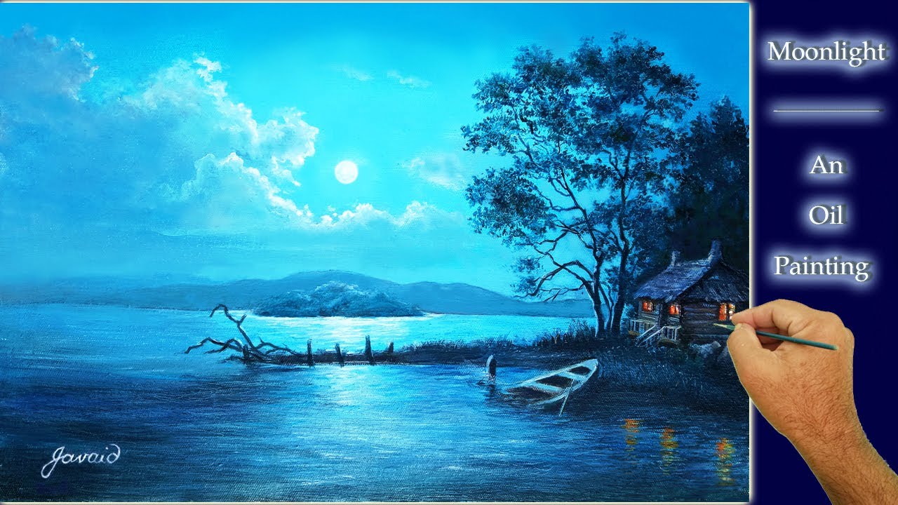 How to draw Moonlight | A Full Moon Night Landscape - YouTube