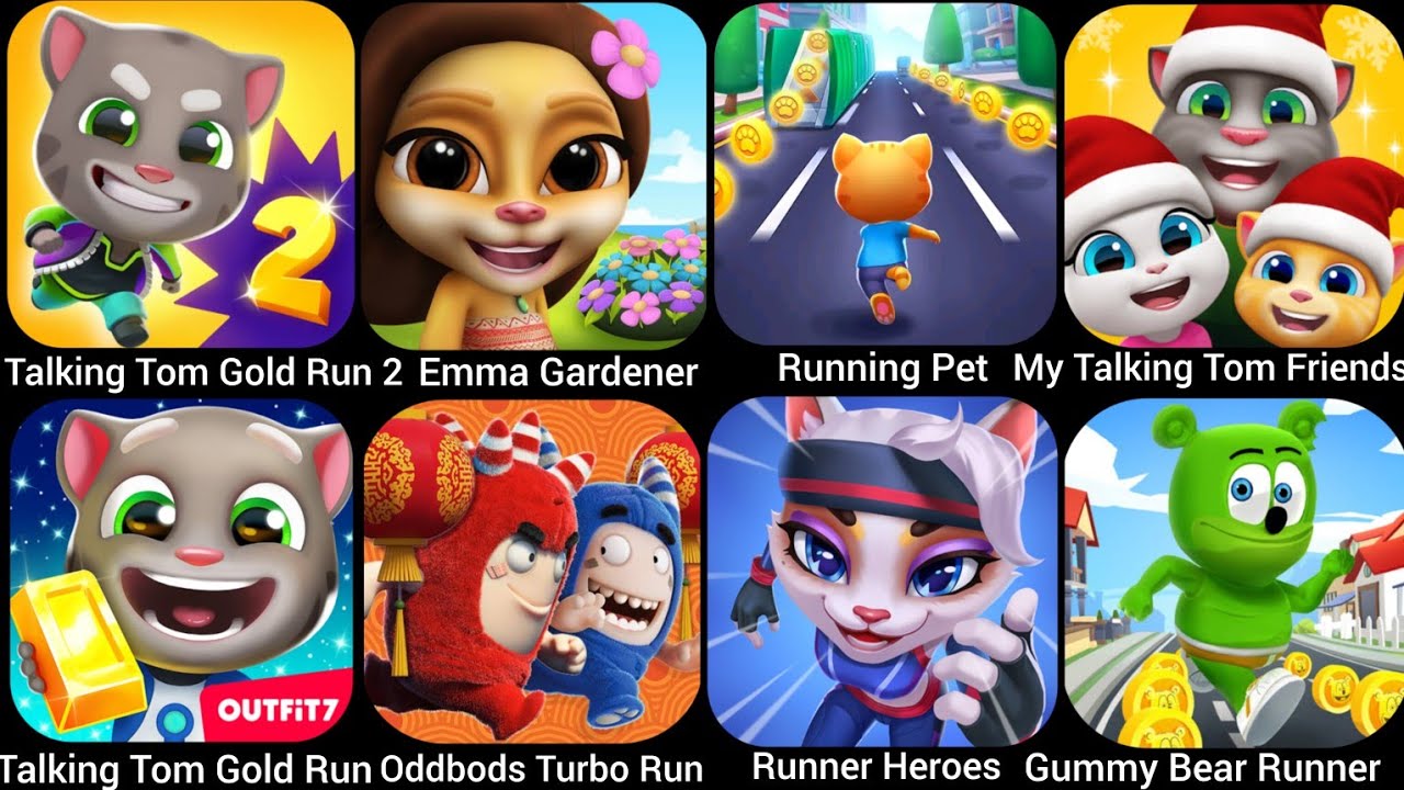 Gummy Bear Runner,Talking Tom Gold Run 2,Emma Gardener, Running Pet,My ...