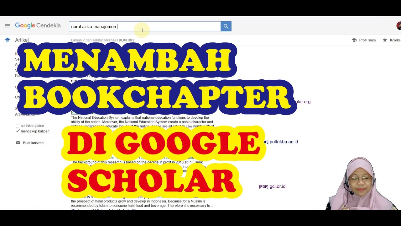 CARA MENAMBAHKAN BOOKCHAPTER DI GOOGLE SCHOLAR - YouTube