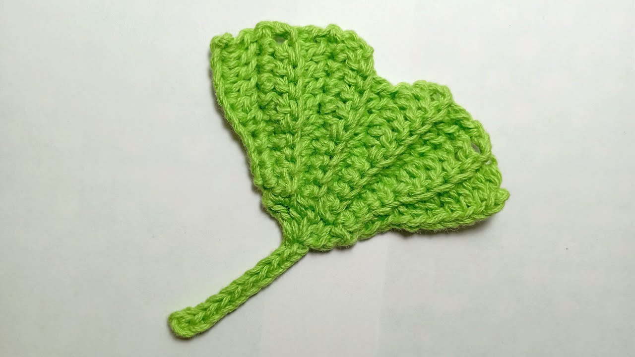 DIY Ginkgo Leaf u Hoja de Ginkgo tejida a crochet | Apliques - YouTube