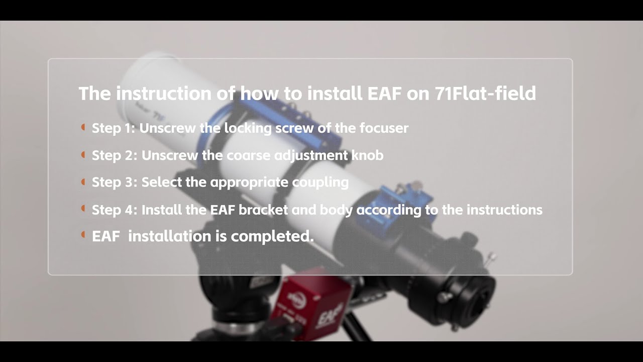 The introduction of how to install EAF on 71Flat-field - YouTube