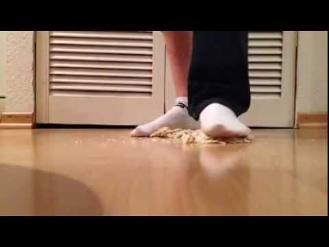 White Puma Socks Crushing Bread